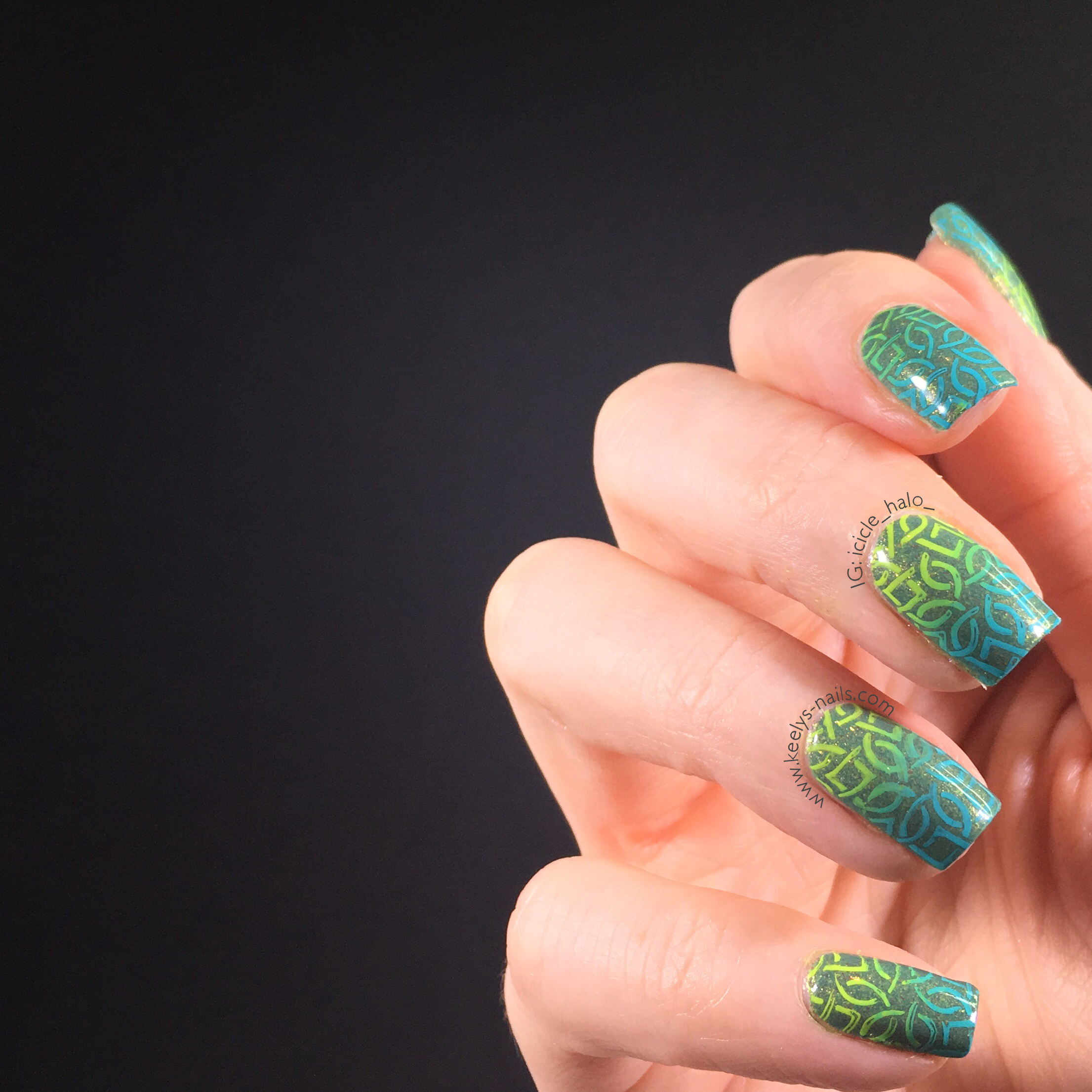 Gradient Stamping Spring Celtic Knot Design - Keely's Nails