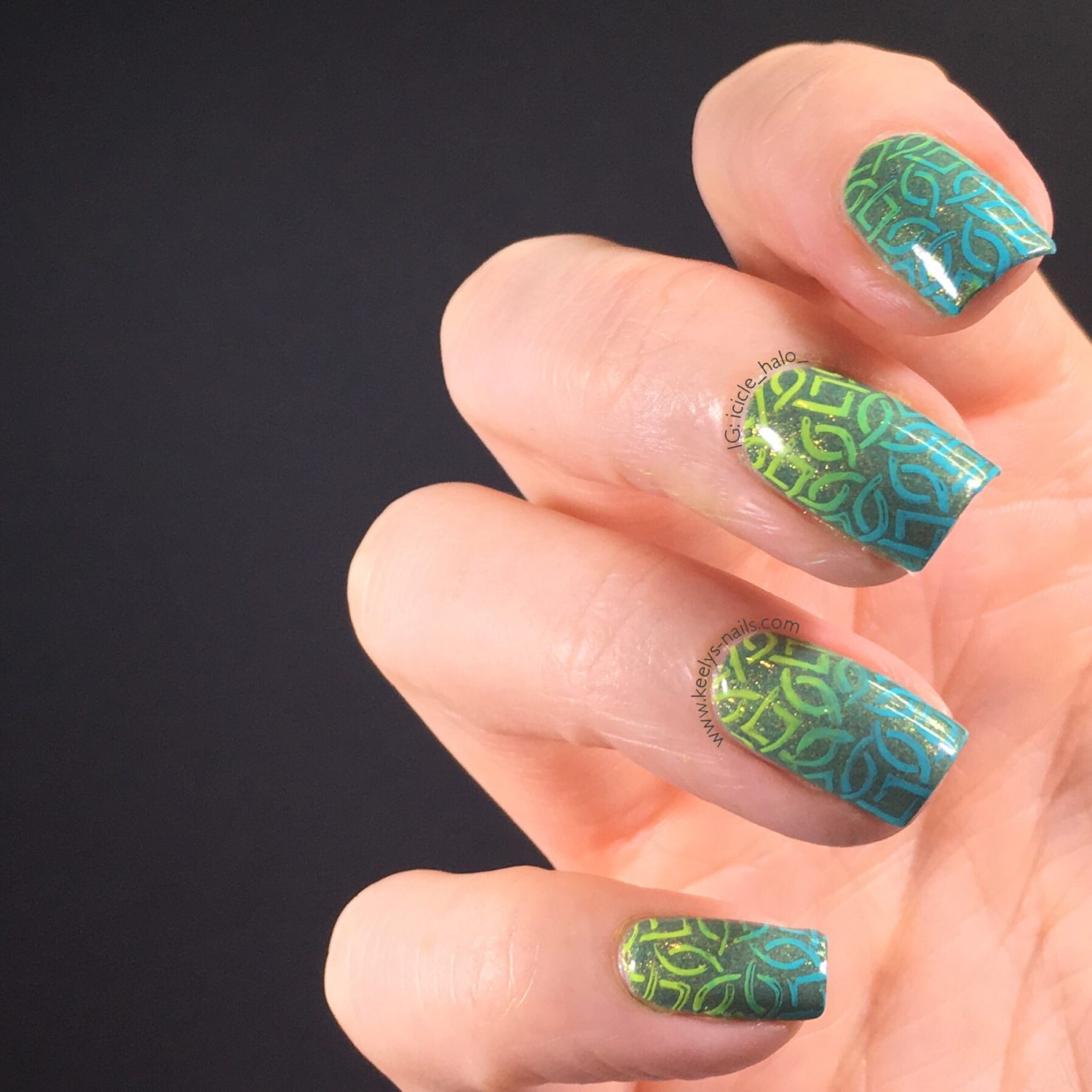 Gradient Stamping Spring Celtic Knot Design - Keely's Nails